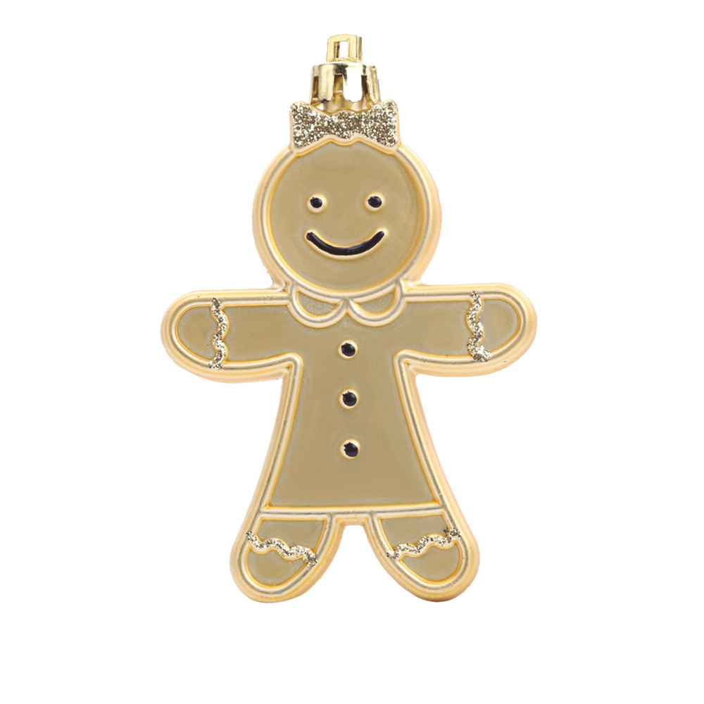 Enfeite para pendurar gingerbread ouro com laco 8 4cm jogo c/ 3pcs ...